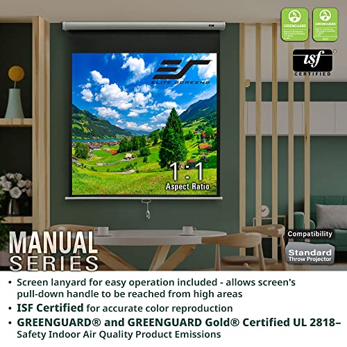 Elite Screens Manual Series, 80-INCH Pull Down Manual Projector Screen with AUTO LOCK, Movie Home Theater 8K / 4K Ultra HD 3D Ready, 2-YEAR WARRANTY, M80UWH, 16:9, Black