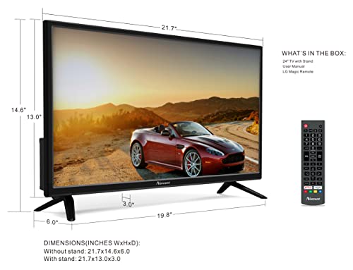Norcent 24 Inch 720P HD LED Smart TV (N24H-S1) Build-in WebOS System, HDMI ARC USB Optical Ports, with TTS Function