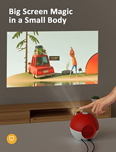 NexiGo Mini Portable Projector, for Cartoon, Kids Gift, 80 ANSI Lumen, Movie Projector, Native 720P Compatible with Full HD 1080P, up to 4K, HDMI, USB Interfaces (Garnet)