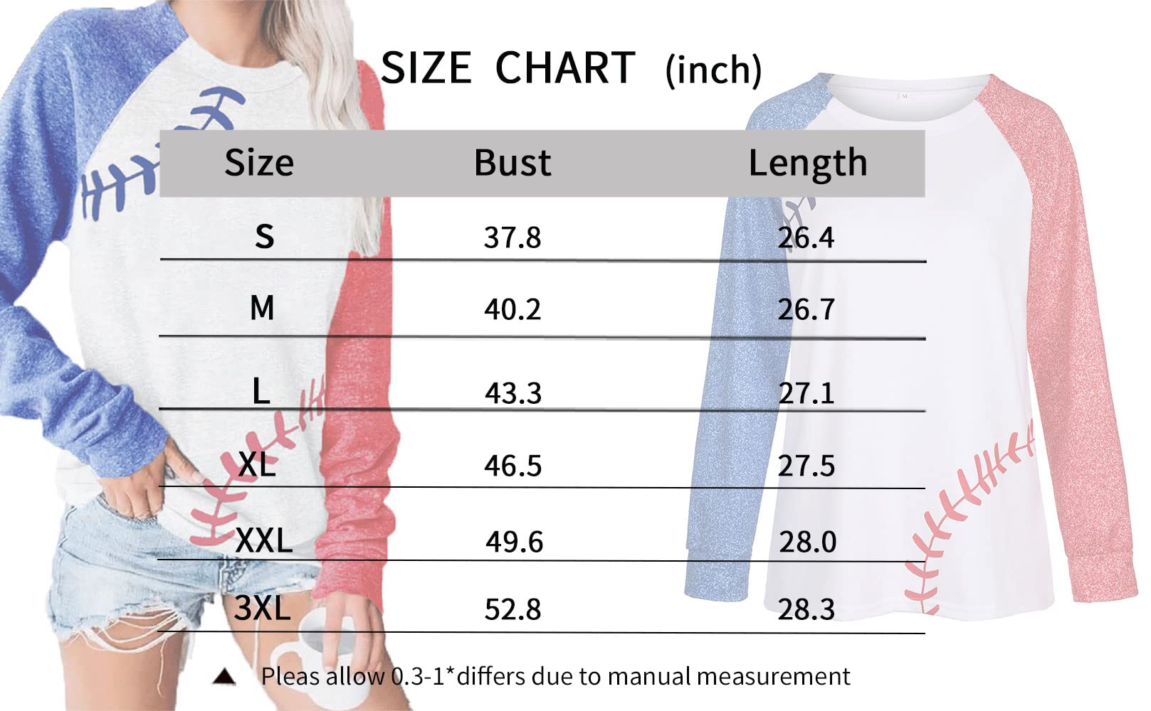 Womens Long Sleeve Shirts Baseball Clothing Creative Long-Sleeved Tops Aesthetic Tshirts Baseball Mom Shirts Red