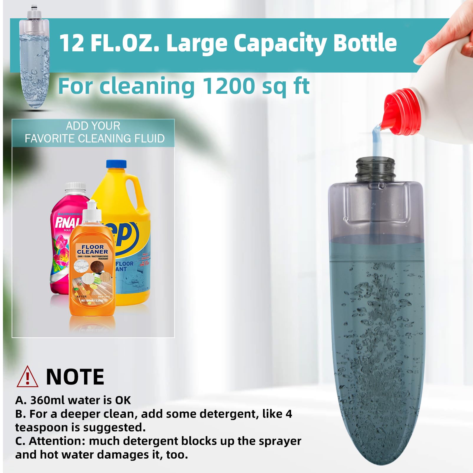 Microfiber Spray Mop for Floor Cleaning Wet Dry, Home Kitchen Hardwood Floor 360° Spin Flat Dust Mops with 12 FL.OZ. Refillable Bottle Include 4 Microfiber Reusable Pads 1 Scrubber and 1 Mop Holder