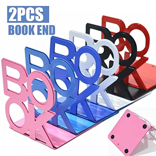 Bookends Colourful Heavy Duty Metal Book Ends Letter Style Bookends Office Stationery Bookend bookends ( Color : Red )