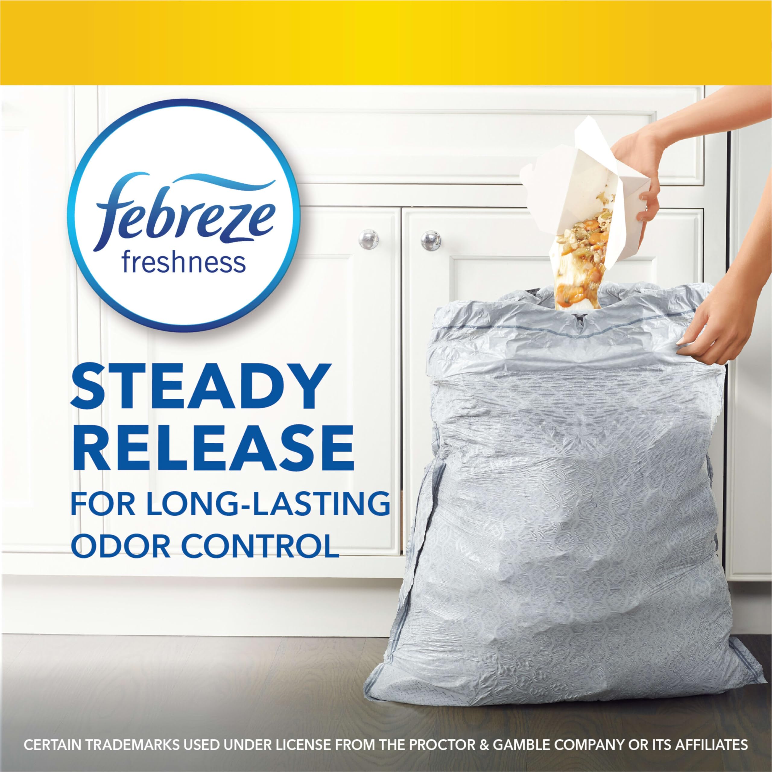 Glad ForceFlexPlus Tall Kitchen Drawstring Trash Bags - 13 Gallon Grey Trash Bag, Fresh Clean with Febreze Freshness 68 Count