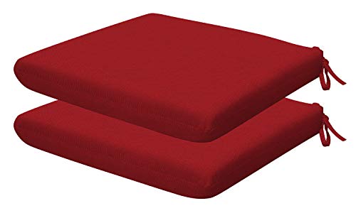 Honeycomb Indoor/Outdoor Textured Solid Scarlet Red Universal Seat Cushion: Recycled Fiberfill, Weather Resistant, Comfortable and Stylish Pack of 2 Patio Cushions: 18" W x 17.5" D x 2.5" T