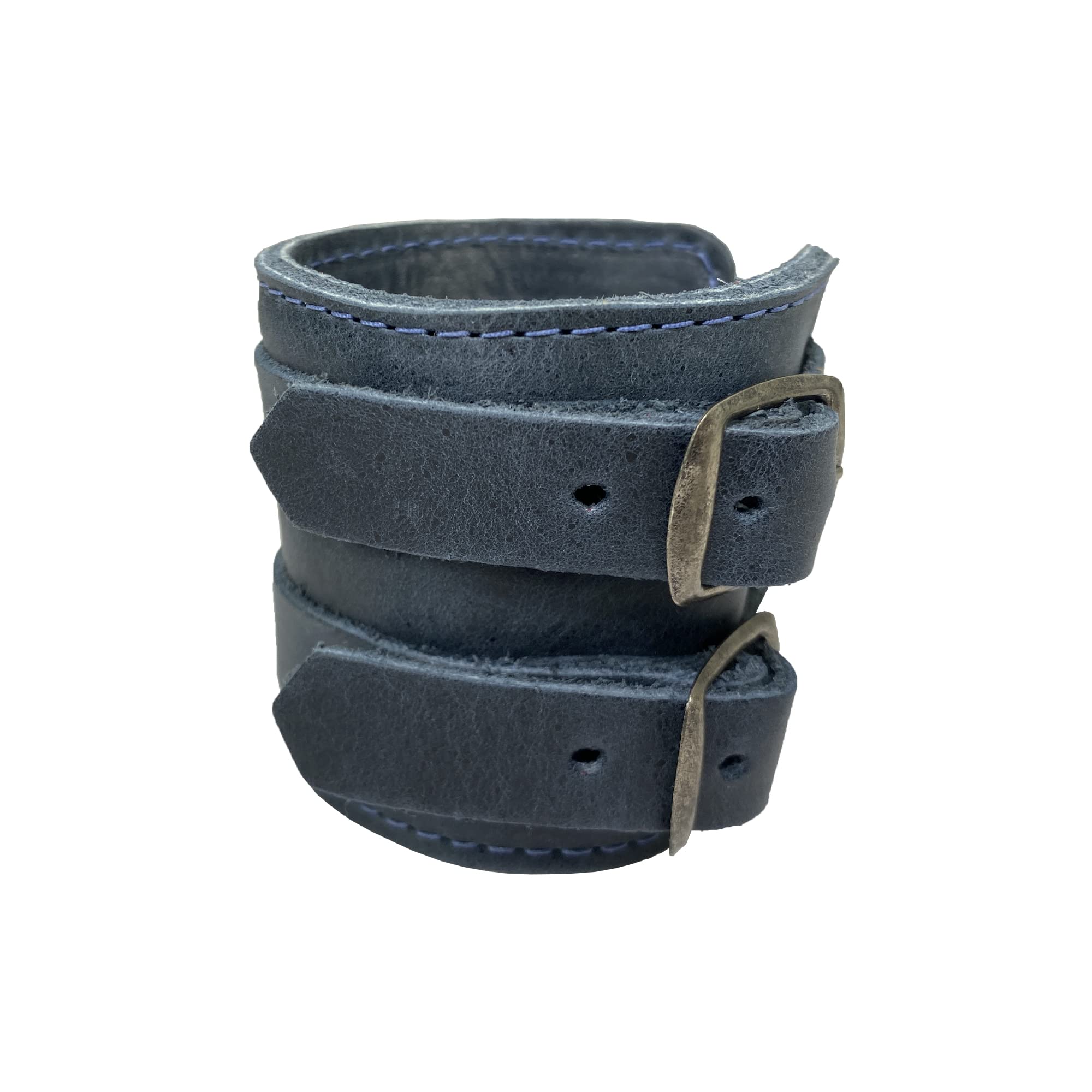 Hide & Drink, Stylish Wrist Wallet Cuff, Wristband with Secret Pouch, Cash Holder, Money Organizer, Full Grain Leather, Handmade,Slate Blue