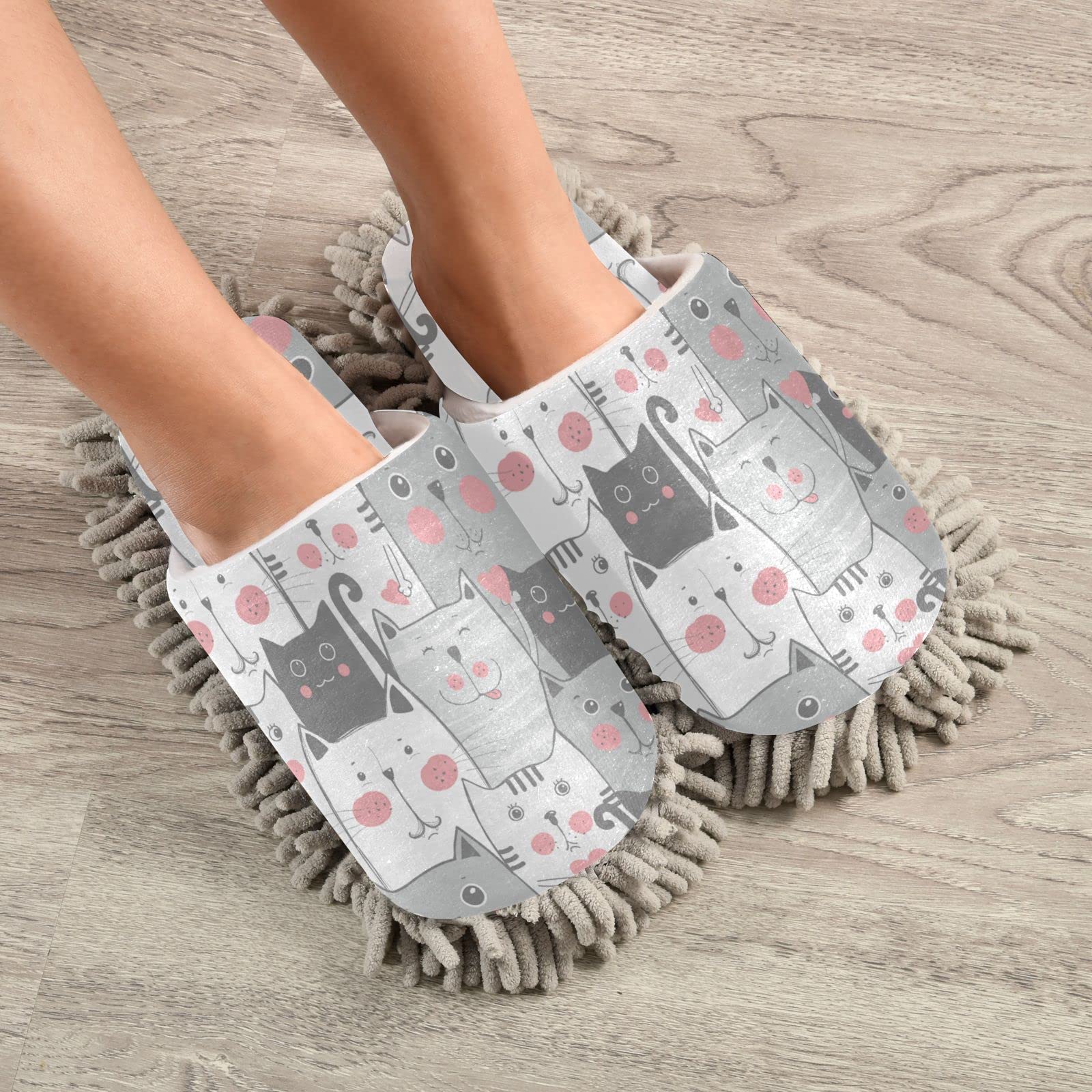 Lucky Cat Mop Slippers Shoes Cover for Floor Cleaning Washable Dust Dirty Hair Cleaners Microfiber Mop Socks for Kitchen House Office