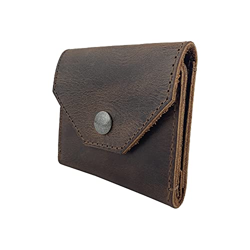 Hide & Drink, Leather Short Wallet, Holds Up to 3 Cards Plus Folded Bills & Coins, Cash Organizer, Accessories, Handmade Includes 101 Year Warranty :: Bourbon Brown