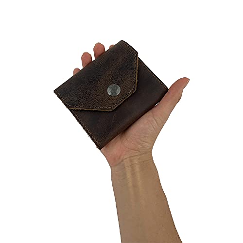 Hide & Drink, Leather Short Wallet, Holds Up to 3 Cards Plus Folded Bills & Coins, Cash Organizer, Accessories, Handmade Includes 101 Year Warranty :: Bourbon Brown