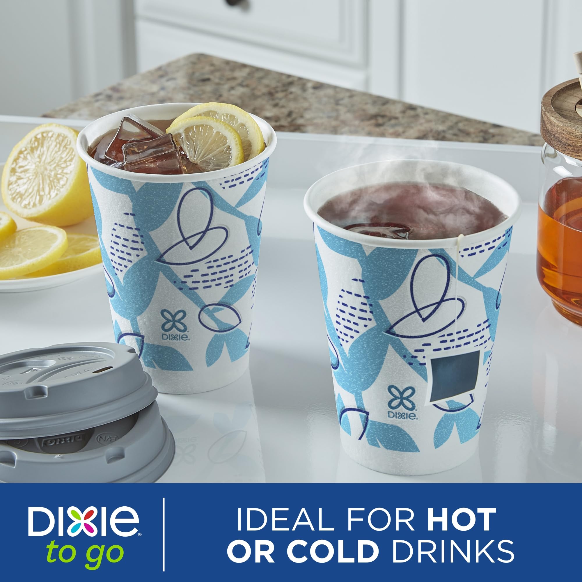 Dixie to Go Disposable Hot Beverage Paper Coffee Cups with Lids, 12 Oz, 156 Count, Assorted Designs