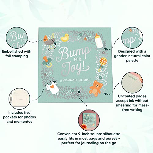 Guided Pregnancy Journal by Studio Oh! - Bump for Joy - 9" x 9" - Beautifully Illustrated Hardcover Journal with Storage Pockets Creates a Keepsake of Maternity Memories