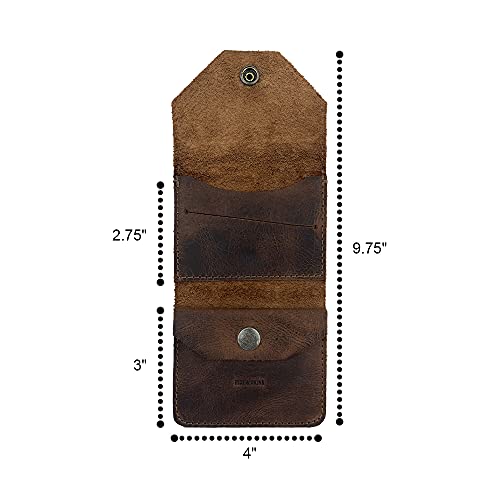 Hide & Drink, Leather Short Wallet, Holds Up to 3 Cards Plus Folded Bills & Coins, Cash Organizer, Accessories, Handmade Includes 101 Year Warranty :: Bourbon Brown