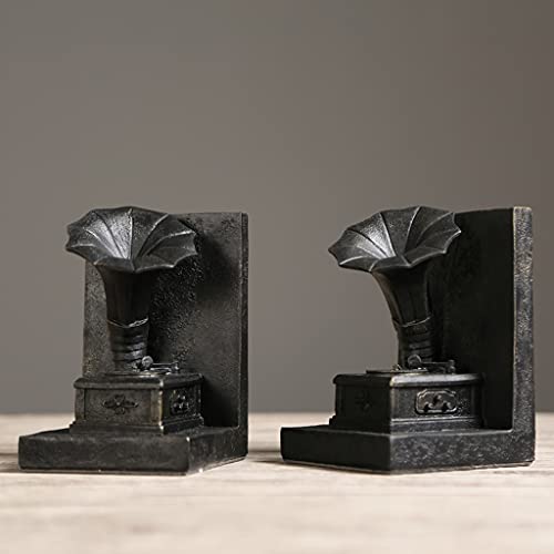 Book Ends for Shelves Bookends Creative Retro Bookend Bookshelf Resin Heavy Books Anti-Slip Book Ends Home Office Phonograph Decorative Book Stoppers Office Book Stand