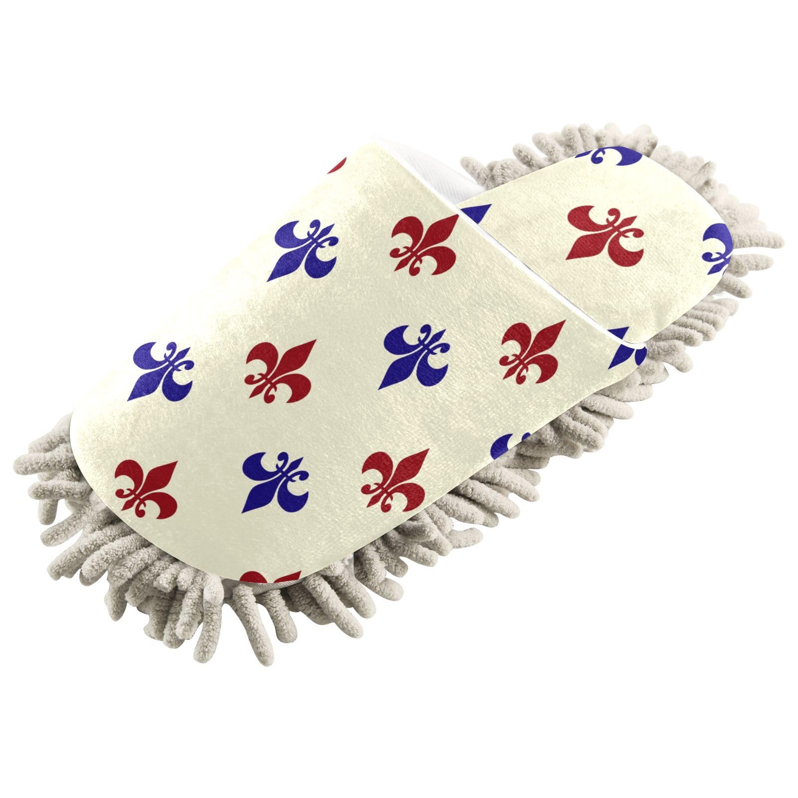 FLildon Microfiber Cleaning Slippers Mardi Gras Washable Mop Shoes Slipper for Men/Women House Floor Dust Cleaner, Size L