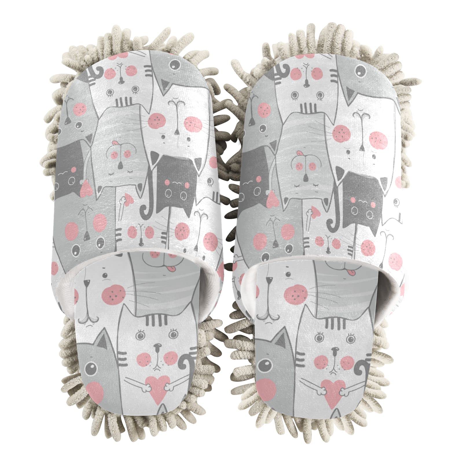 Lucky Cat Mop Slippers Shoes Cover for Floor Cleaning Washable Dust Dirty Hair Cleaners Microfiber Mop Socks for Kitchen House Office