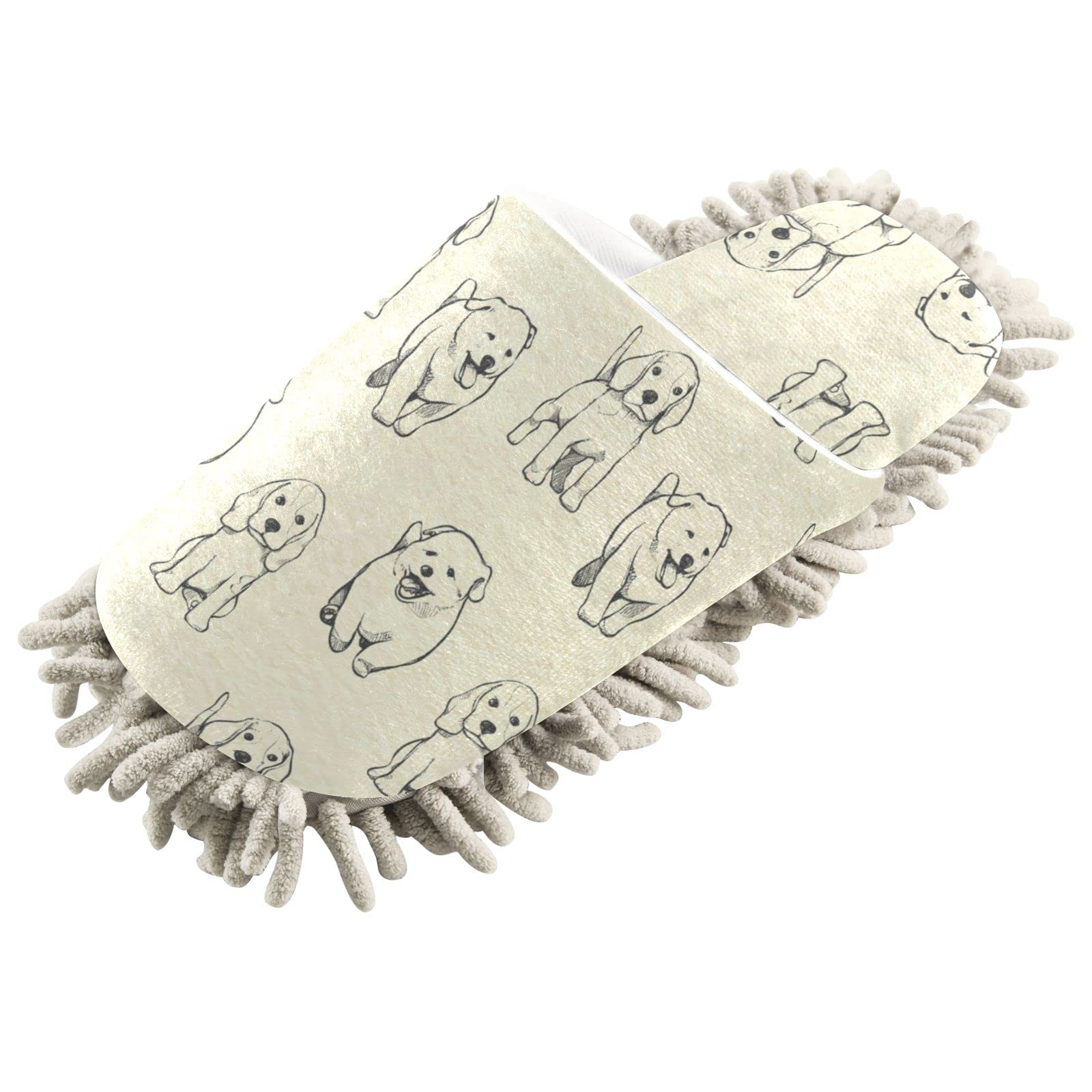 Dogs Mop Slippers Shoes Cover for Floor Cleaning Washable Hair Dust Dirty Cleaners Microfiber Mop Socks for Office House Kitchen