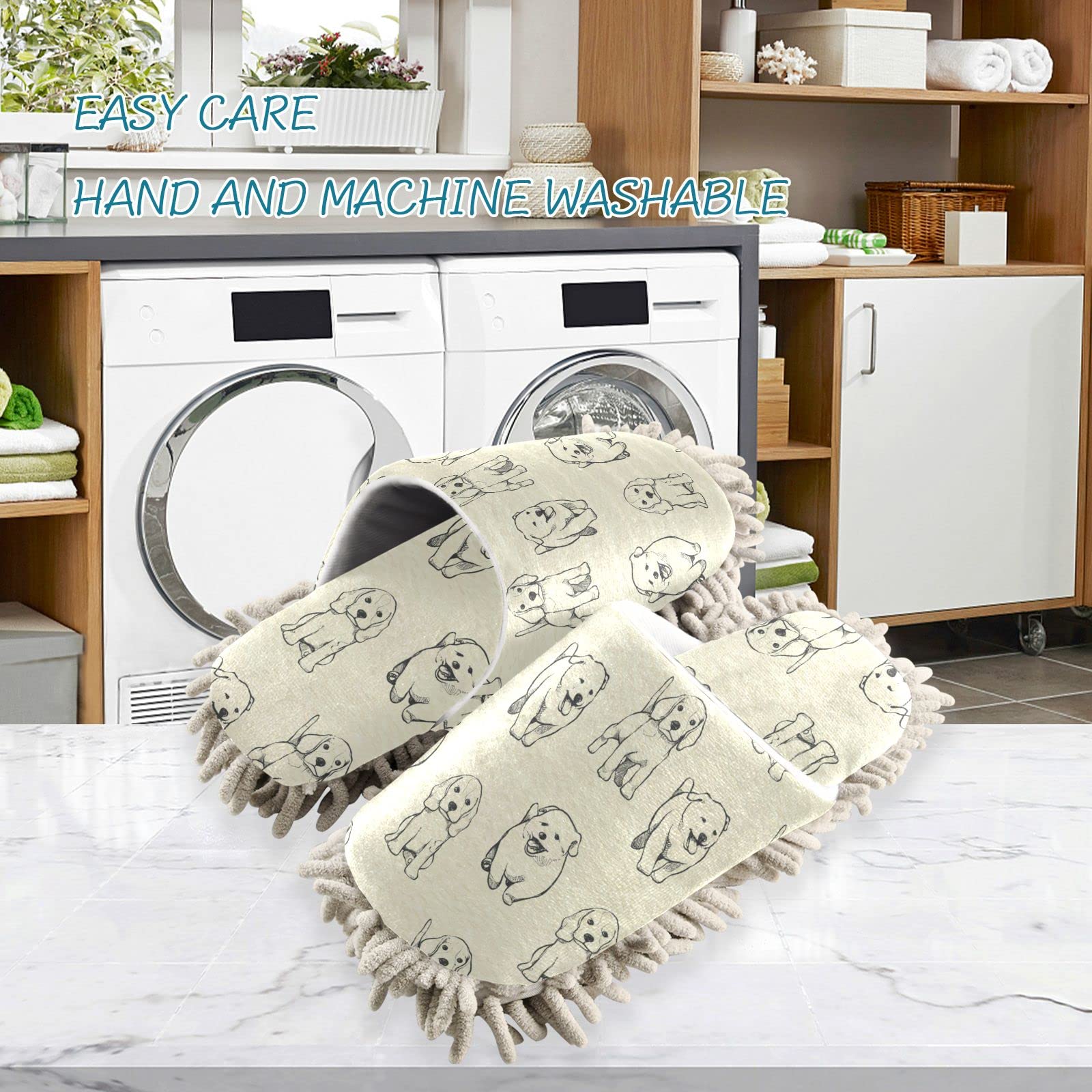 Dogs Mop Slippers Shoes Cover for Floor Cleaning Washable Hair Dust Dirty Cleaners Microfiber Mop Socks for Office House Kitchen