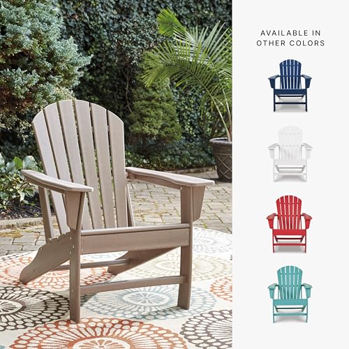 Signature Design by Ashley Sundown Treasure Outdoor Patio HDPE Adirondack Chair, Light Brown
