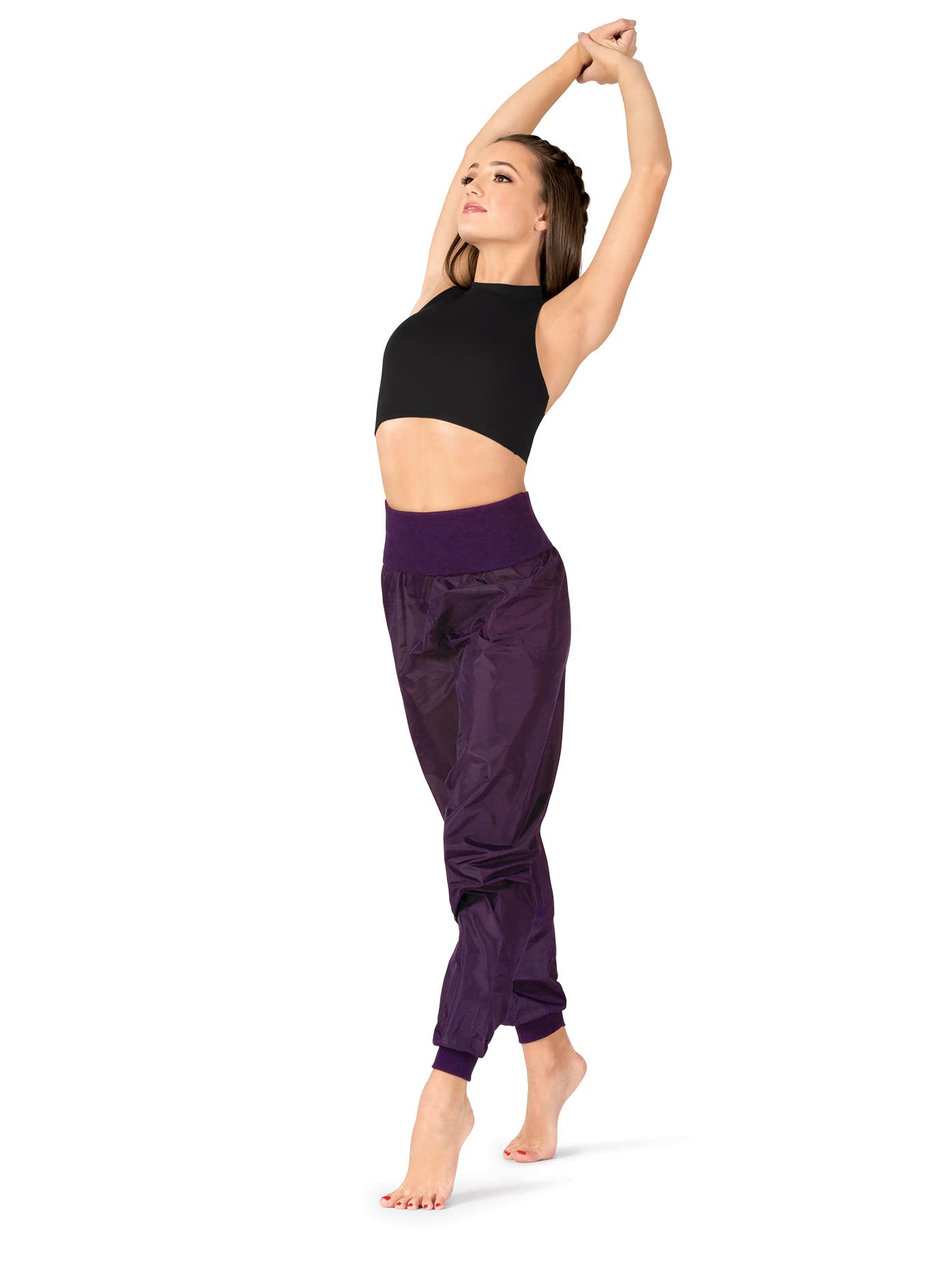 SANSHA Adult High Waist Garbage Bag Dance Pants Black 3 L0108N