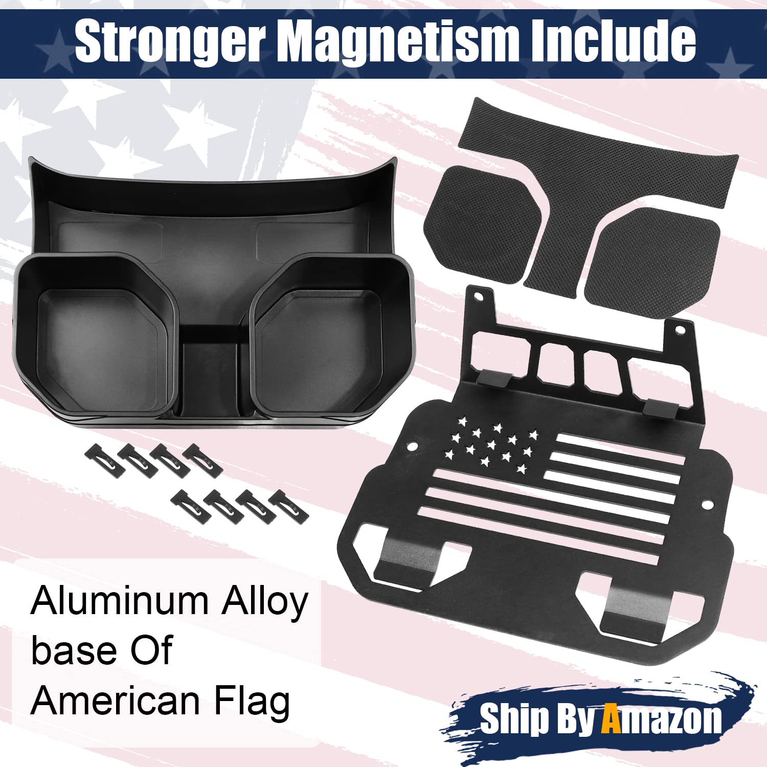 Sulokiy Rear Back Seat Dual Drink Water Cup Holder Compatible with for Ford Bronco 4 Door 2021-2023 with Magnetic Base Installation Storage Organizer Box Tray