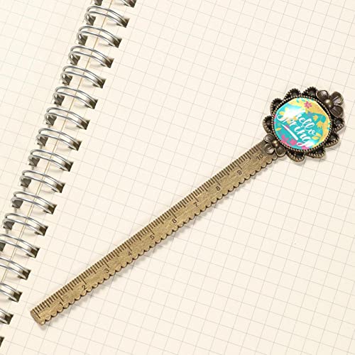Spring Lettering Flowers Vintage Petal Bookmarks, Bronze Book Marks for Women Men Kids Teacher Student Teens