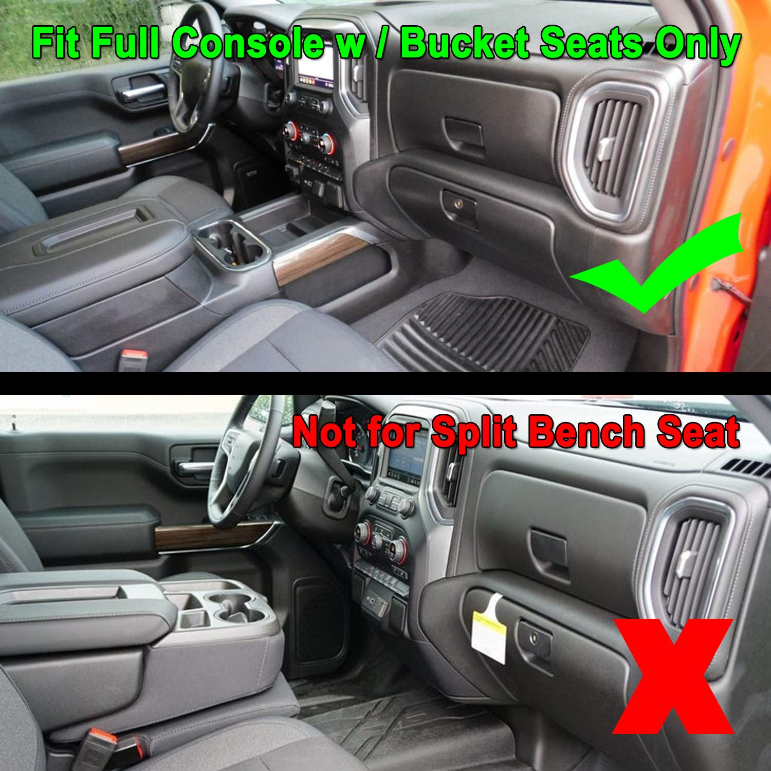 JKCOVER Center Console Organizer Tray Compatible with (2019-2023 2024) Chevy Silverado 1500/GMC Sierra 1500 and 2020-2024 Silverado/Sierra 2500/3500 HD - Full Console w/Bucket Seats ONLY,Black trim