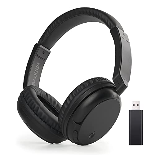 BAOBER Wireless Bluetooth Headphone Over Ear, Bluetooth Transmitter for TV,PC,3.5mm Audio Device, Wired and Wireless Headset (Black)