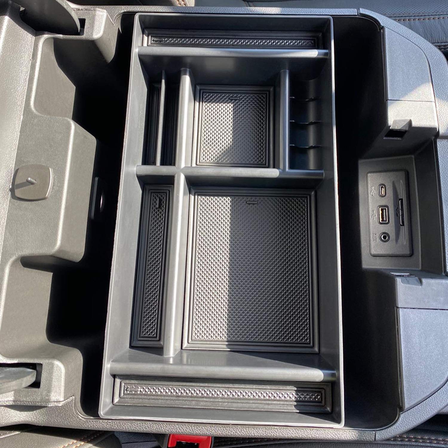JKCOVER Center Console Organizer Tray Compatible with (2019-2023 2024) Chevy Silverado 1500/GMC Sierra 1500 and 2020-2024 Silverado/Sierra 2500/3500 HD - Full Console w/Bucket Seats ONLY,Black trim