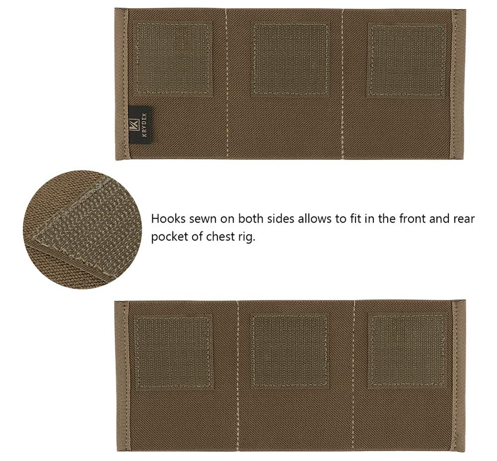 KRYDEX Triple 5.56 Magazine Holder Elastic Mag Holder with Hook Fasteners for MK3 and MK4 Chest Rig (Coyote Brown)