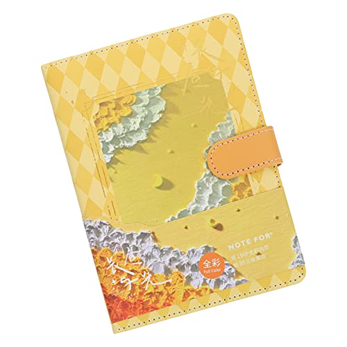 DEPILA 3 pcs Leather Small Stationery Stamping Writers Button Notepads Notebook Natural Note Writing Hardcover Account Memo Multipurpose Notepad Office Journal Plan School Subject Travel Note pad ( Co