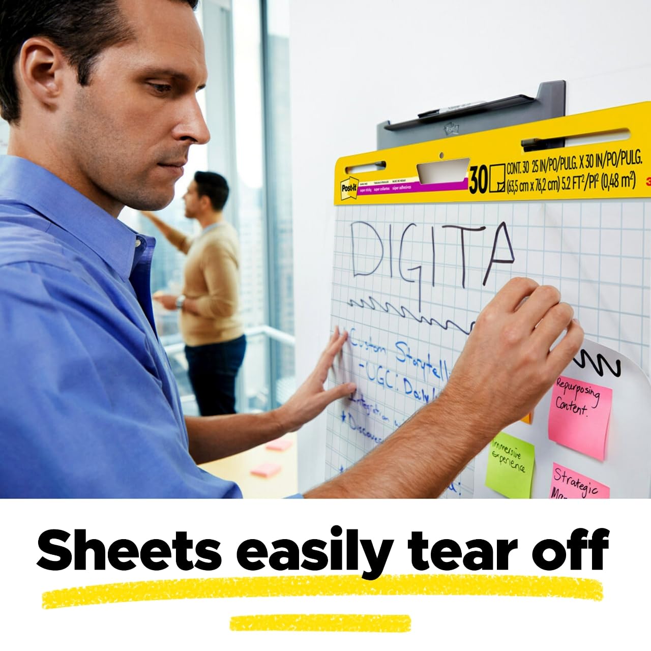 Post-it Super Sticky Easel Pad, 25 x 30 Inches, 30 Sheets/Pad, 2 Pads (560), Large White Grid Premium Self Stick Flip Chart Paper, Super Sticking Power