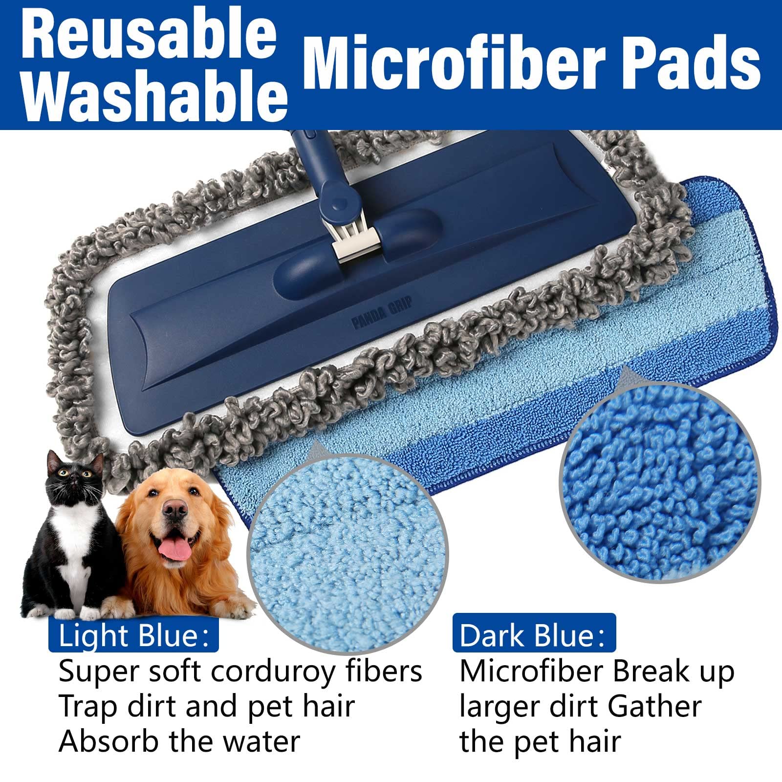 Mops for Floor Cleaning Wet Spray Mop with 14 oz Refillable Bottle and 3 Washable Microfiber Pads Home or Commercial Use Dry Wet Flat Mop for Hardwood Laminate Wood Ceramic