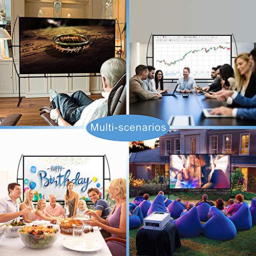 Projector Screen with Stand Foldable Portable Movie Screen 100 Inch(16:9), HD 4K Double Sided Projection Screen Indoor Outdoor Projector Movies Screen for Home Theater (100 Inch) …