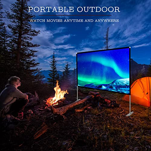 Projector Screen with Stand 80 inch 16:9 HD 4K Indoor Outdoor Projection Screen Portable Projector Screen with Carry Bag for Home Theater Backyard Cinema Travel Foldable Anti Crease