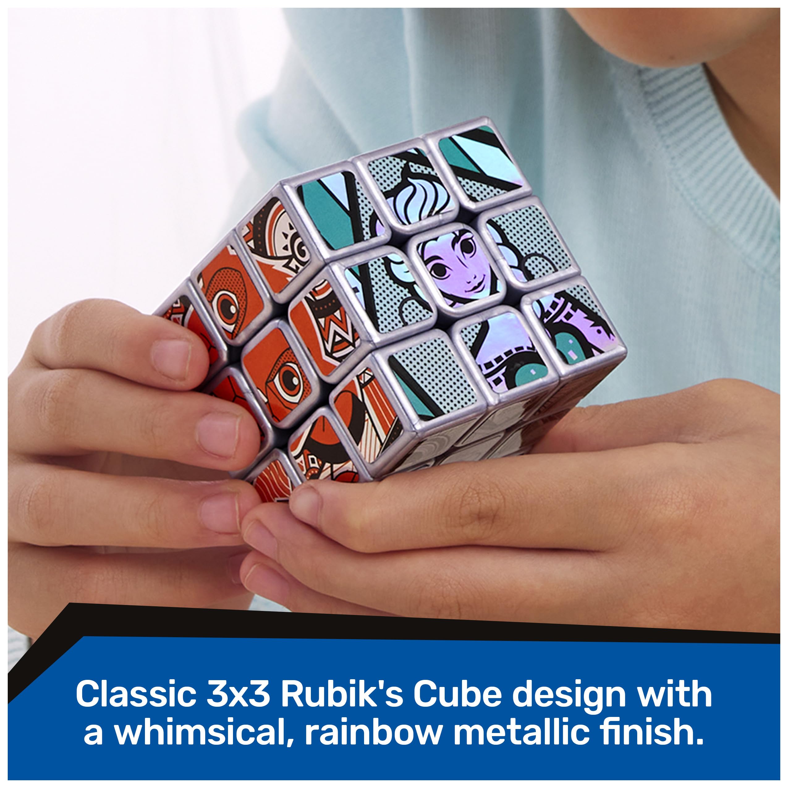 Rubik’s Cube, Disney 100th Anniversary Metallic Platinum 3x3 Cube, Fidget Toys Adults, Mickey Mouse Toys, Disney Toys for Adults & Kids Ages 8+