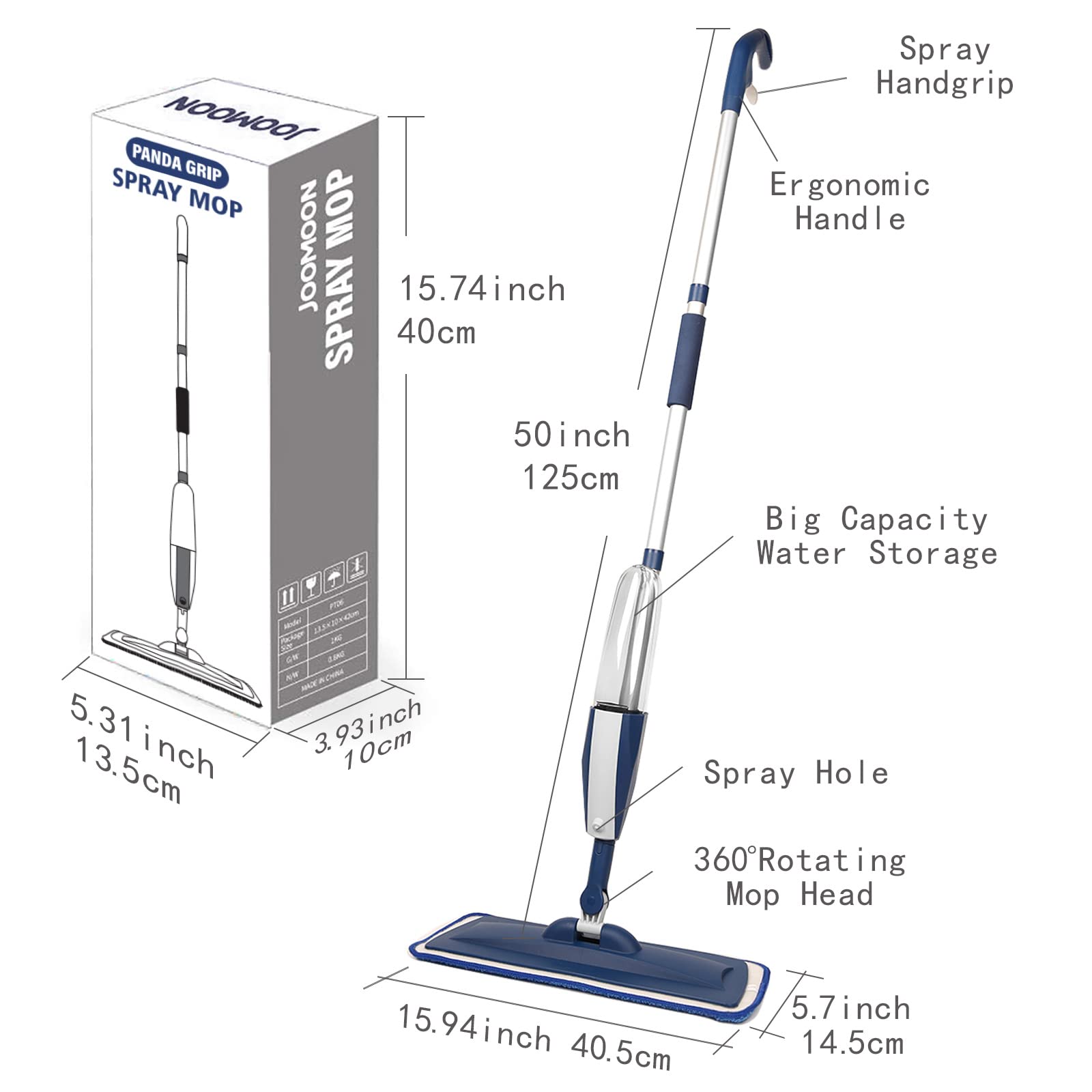 Mops for Floor Cleaning Wet Spray Mop with 14 oz Refillable Bottle and 3 Washable Microfiber Pads Home or Commercial Use Dry Wet Flat Mop for Hardwood Laminate Wood Ceramic