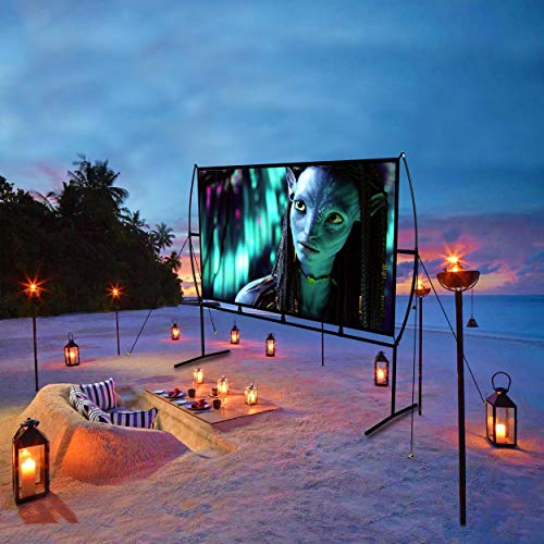 Projector Screen with Stand Foldable Portable Movie Screen 100 Inch(16:9), HD 4K Double Sided Projection Screen Indoor Outdoor Projector Movies Screen for Home Theater (100 Inch) …