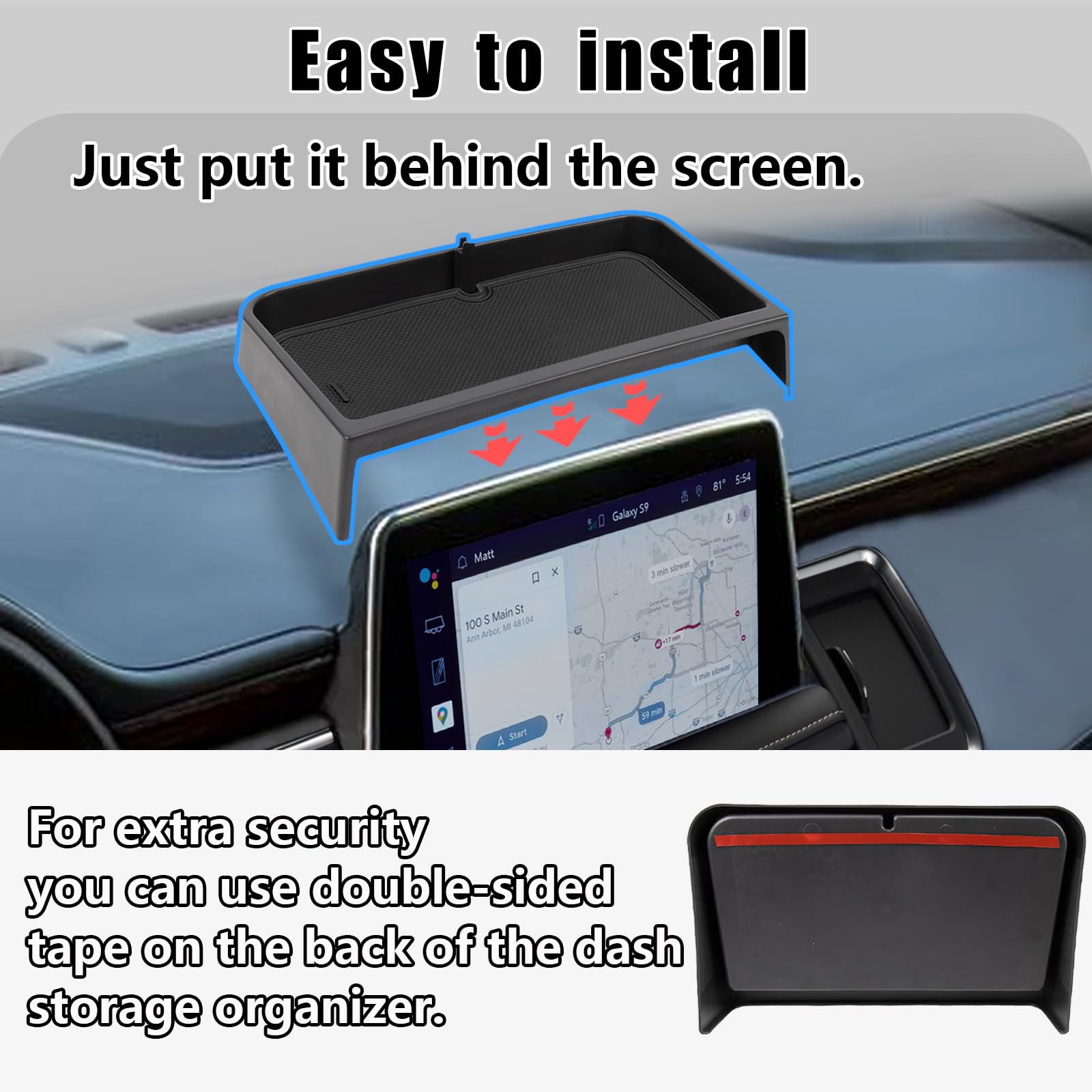 Neepiar Center Console Dash Storage Tray Compatible with 2021 2022 2023 2024 GMC Yukon/Chevy Suburban/Tahoe Center Console Organizer Storage Box Interior Insert Accessories (Not for Denali)