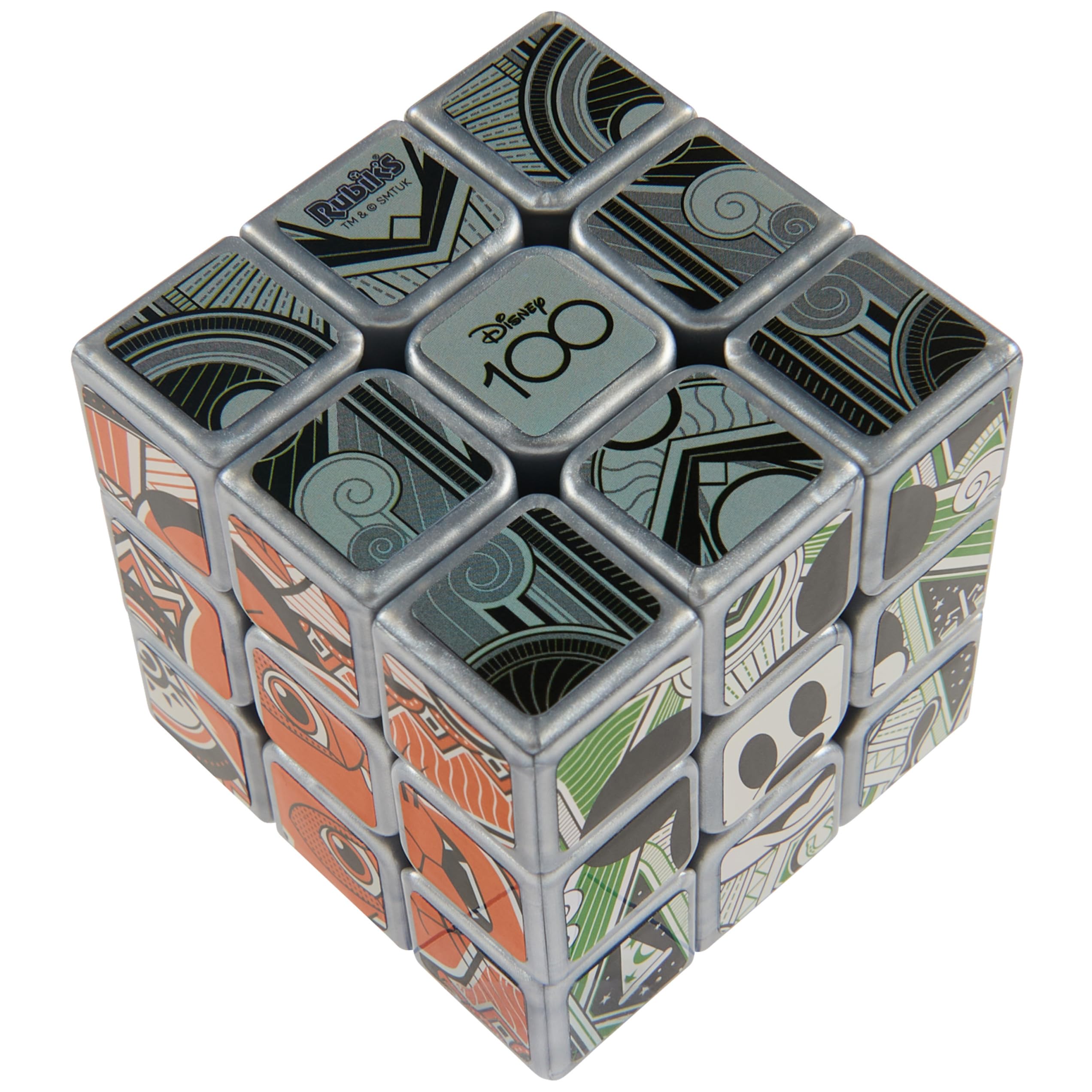 Rubik’s Cube, Disney 100th Anniversary Metallic Platinum 3x3 Cube, Fidget Toys Adults, Mickey Mouse Toys, Disney Toys for Adults & Kids Ages 8+