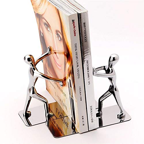 Decorative bookends Creative Office Supplies Stationery Stainless Steel Kung Fu Man Bookends 1 Pair Humanoid Book Bookshelf Non-Skid Bookends Stand bookends