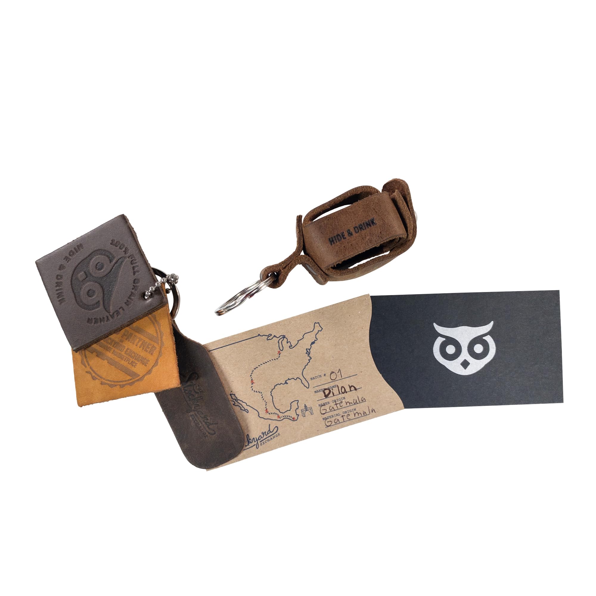 Hide & Drink, Leather Measuring Tape Holder Keychain, Key Ring Organizer, Tailor Accessories, Handmade Includes 101 Year Warranty :: Bourbon Brown