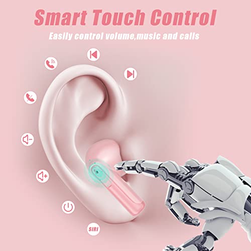 Wireless Earbuds Bluetooth in-Ear Headphones with 4 Microphones ENC Noise Cancelling Clear Calls Wireless Ear Buds 30H Playback IPX5 Waterproof Sports Stereo Earphones for iPhone Android (Rose Gold)