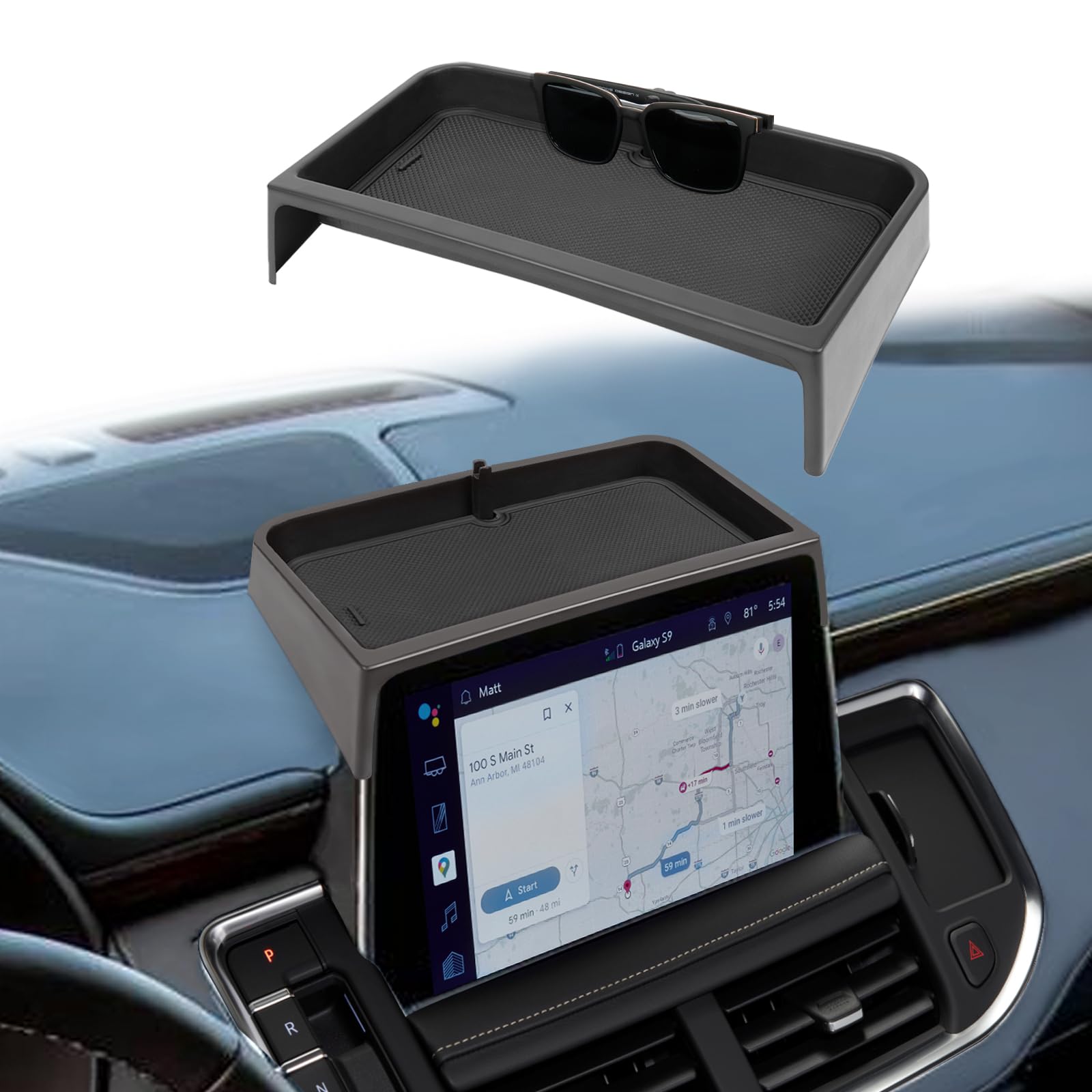 Neepiar Center Console Dash Storage Tray Compatible with 2021 2022 2023 2024 GMC Yukon/Chevy Suburban/Tahoe Center Console Organizer Storage Box Interior Insert Accessories (Not for Denali)