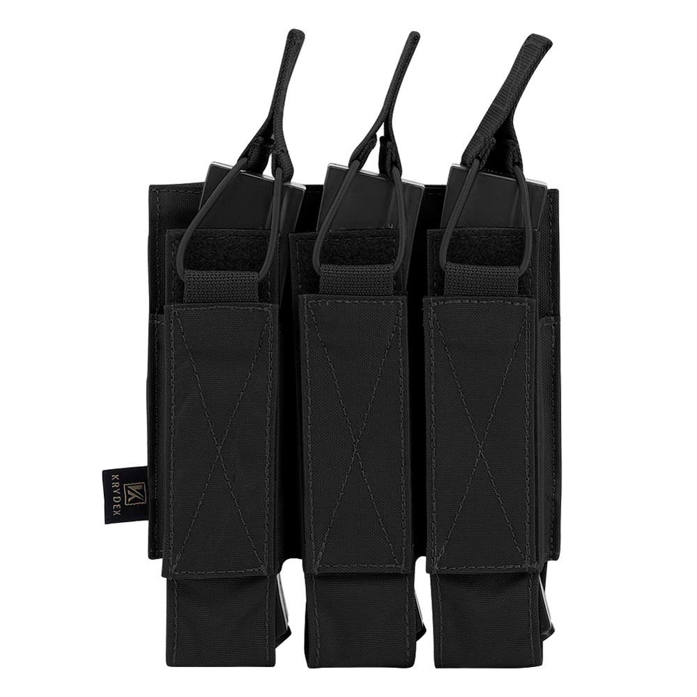 KRYDEX Open Top Triple MP7 MP5 MP9 Magazine Pouches Molle (Black)