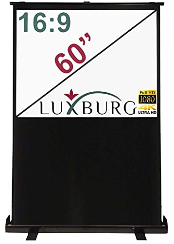 LUXBURG 60" 139x75 cm Full HD 3D Portable Freestanding Floor Pull-up Projector Projection Screen - Matt White Screen 16:9 (60"x29") with Carry case!