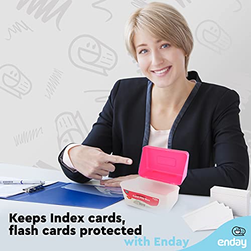 Index Card Holder Pink, 3x5 Note Flash Card Organizer Case, Index Card File w/ flip top, Notecard Recipe, Holder, Holds 250 Cards, Also Available in Purple, Red, Green, Blue, Grey (1 PC) - By Enday
