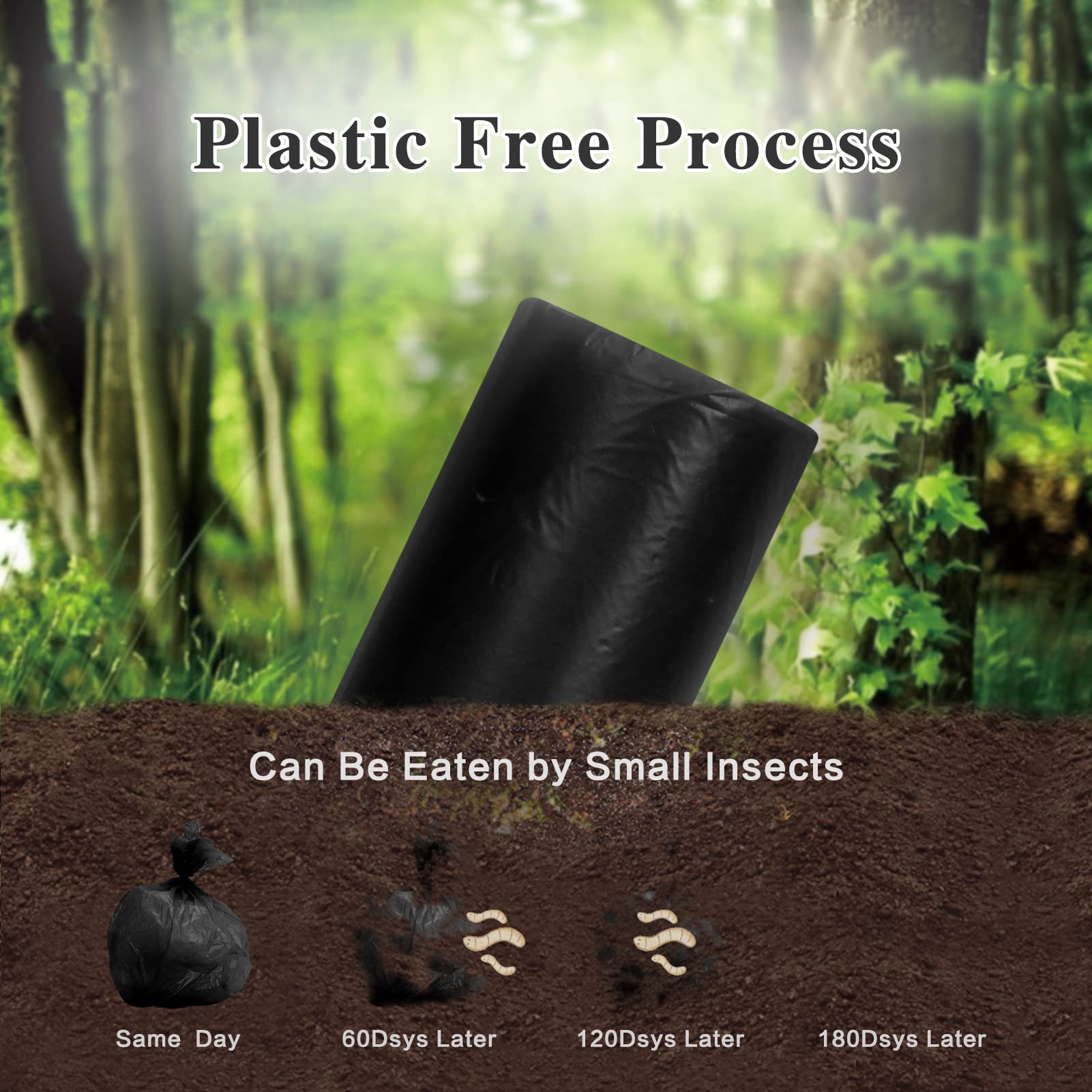 Toplive Trash Bag Garbage Bag Trash Bags Wastebasket Bin Liners for Home Bathroom Bedroom Kitchen Office Trash Can (Black, 4 Gallon - 1.2Mil)