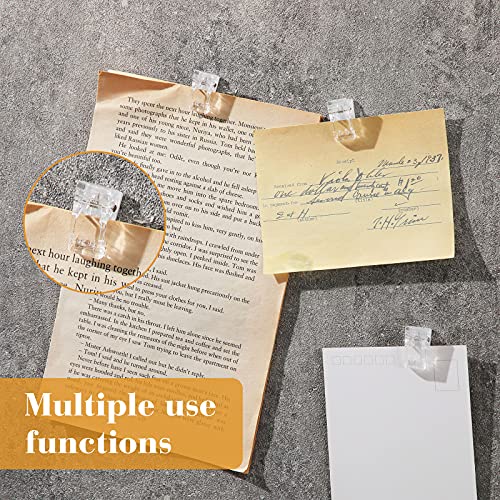 30 Pieces Self-Adhesive Clips Wall Tapestry Clips Sticky Clips Plastic Photo Clips Small Hanging Spring Clips for Poster Photo Wall Teacher Student Home Applications (Clear)