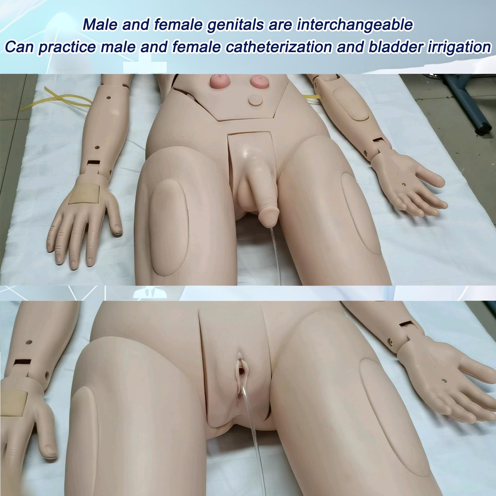 MZBZYU 5.7ft Life Size Patient Care Manikin Training CPR Simulator Basic Geri Nursing Skills Geriatric Human Model Mannequin Full Body for Students Education Teaching Medical Training Skills