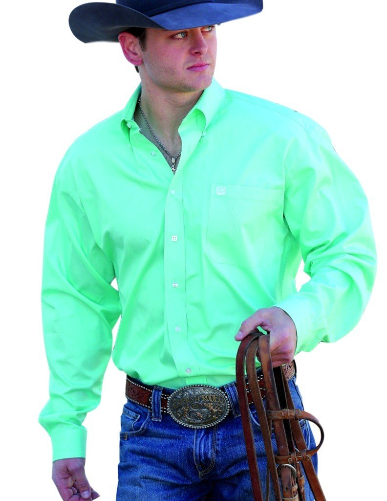 Cinch Men's Classic Fit Long Sleeve Button One Open Pocket Solid Shirt, Green, 3X-Large