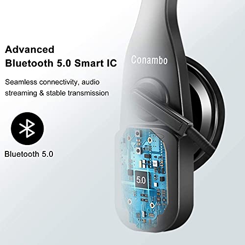 Bluetooth Headset with Microphone,Trucker Bluetooth Headset with Noise Cancelling,22Hrs Call Time,V5.0 Wireless Headset with Mute Button,On Ear Headphones for Cell Phones Business Office